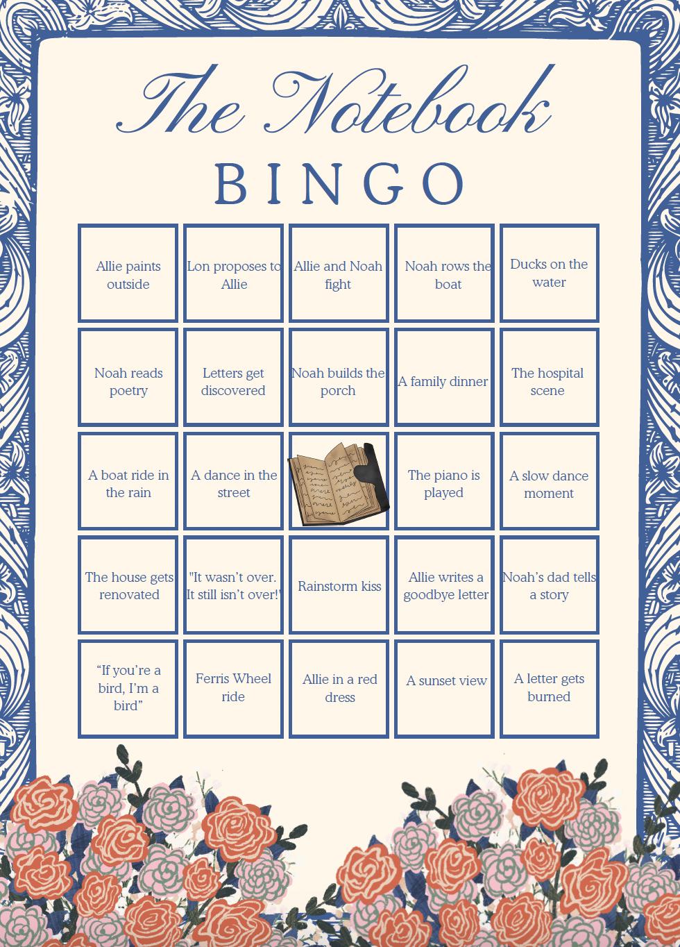 The Notebook Movie Bingo Card – Digital Download (set of 4) - Etsy