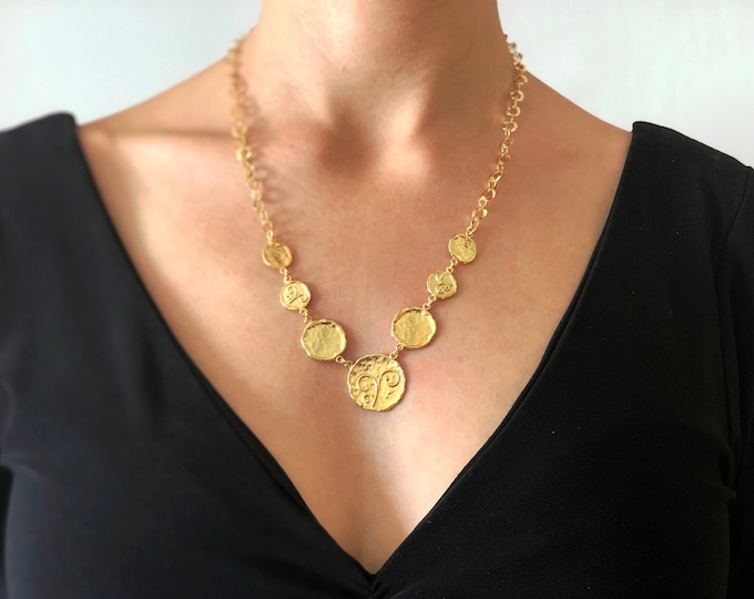 Coins Necklaces, Gold Coin Necklace, Gold Disc Necklace, Gold Necklace ...