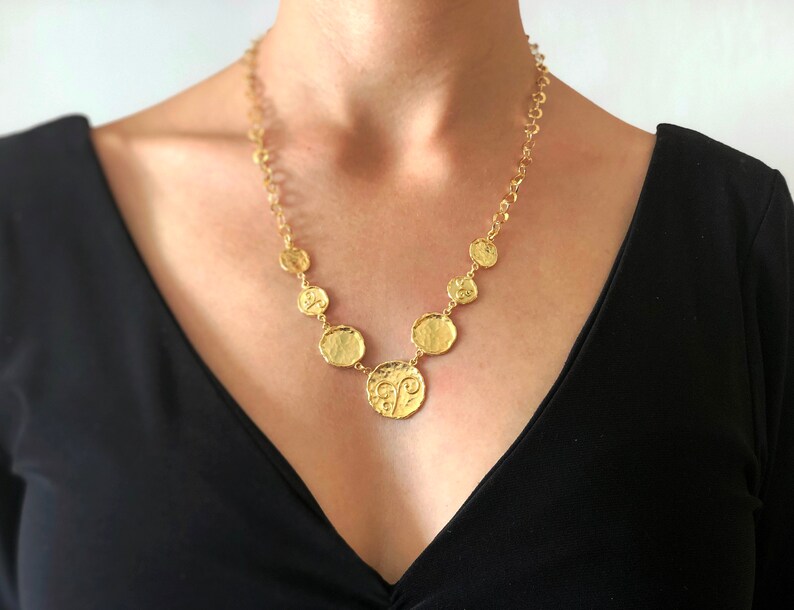 Coins Necklaces Gold Coin Necklace Gold Disc Necklace Gold | Etsy