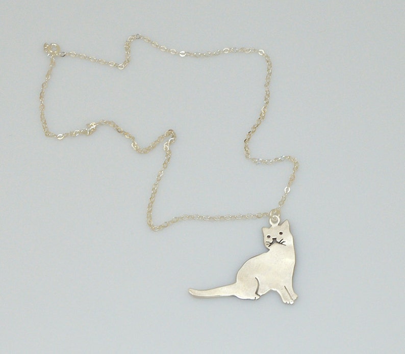 Cat necklace sterling silver necklace | Etsy