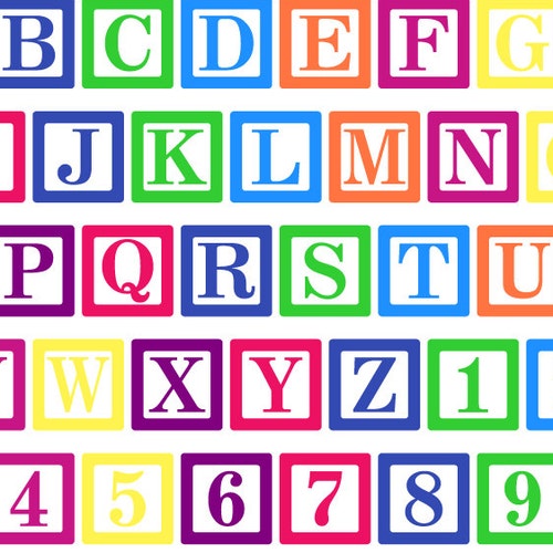 Digital Alphabet Letters Clipart-rainbow Block Letters-baby - Etsy
