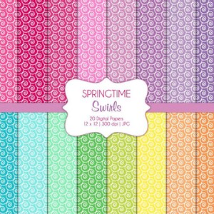 Swirls-Springtime-Digital Scrapbook Papers-Commercial | Etsy