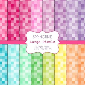 Large Pixels-Springtime-Digital Scrapbook Papers-Commercial | Etsy