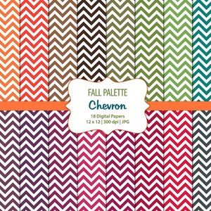 Chevron-fall Colors-digital Scrapbook Papers-commercial | Etsy