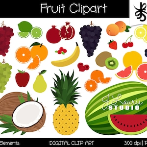 Fruit Digital Clipart-bananas-grapes-watermelon-pineapple-fruit Slice ...