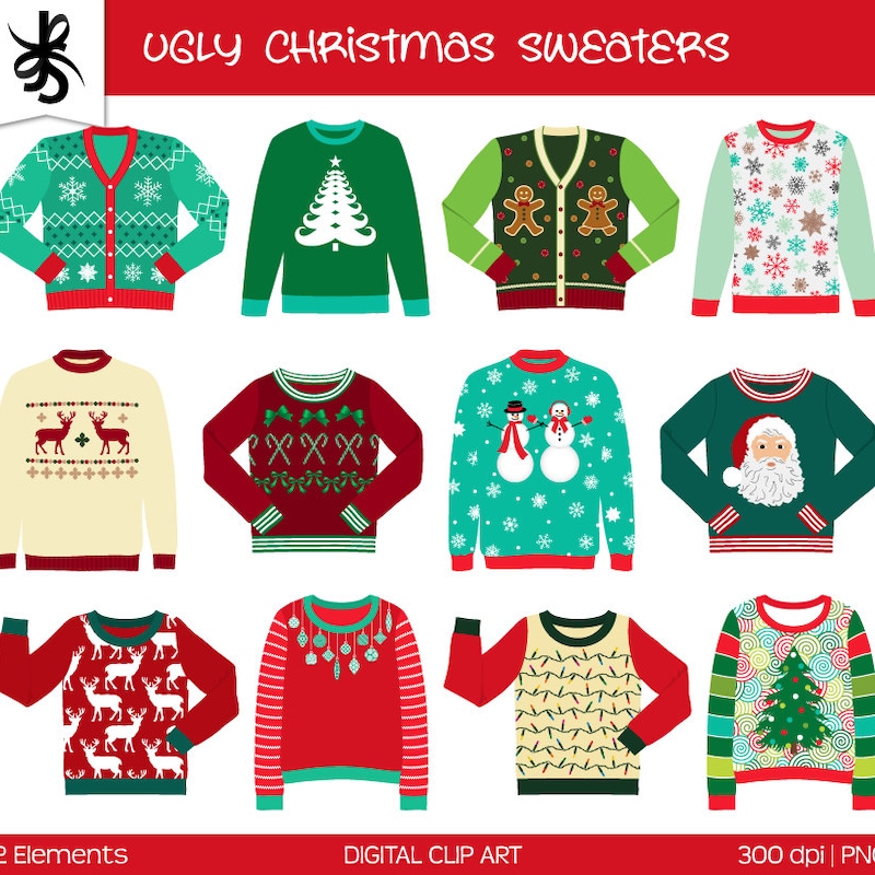 Ugly Christmas Sweater Clipart - Etsy