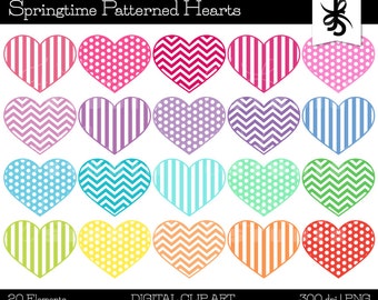 Digital Clipart-Colorful 2 Inch Hearts-Small Printable | Etsy