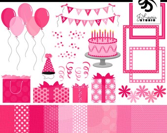 Birthday Clipart & Digital Paper | Etsy