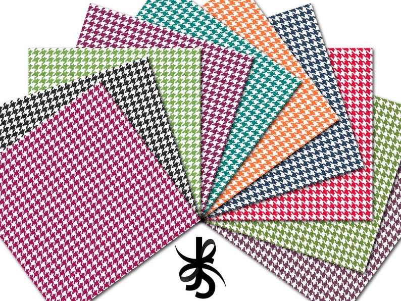 Houndstooth-Fall Colors-Digital Scrapbook Papers-Commercial | Etsy