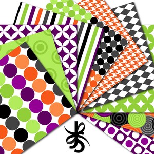 Mod Halloween-digital Scrapbook Papers-commercial Use-geometric ...