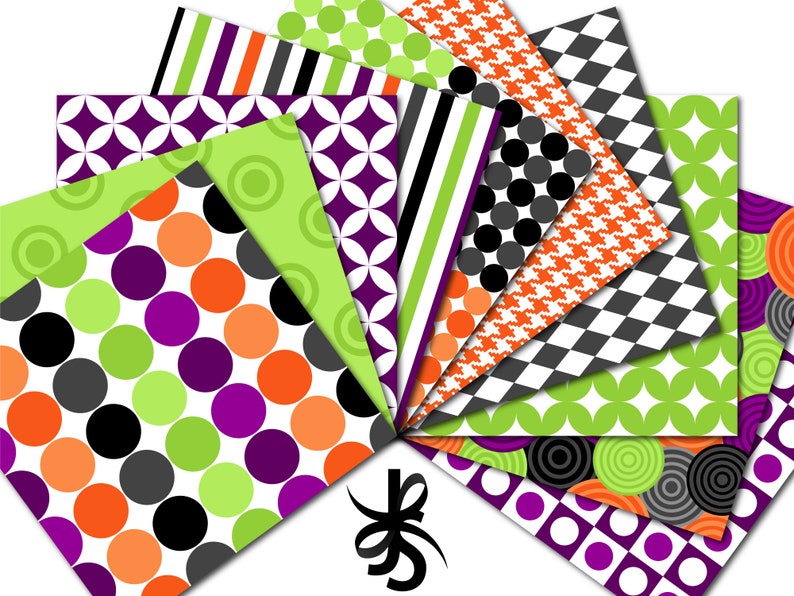 Mod Halloween-digital Scrapbook Papers-commercial - Etsy