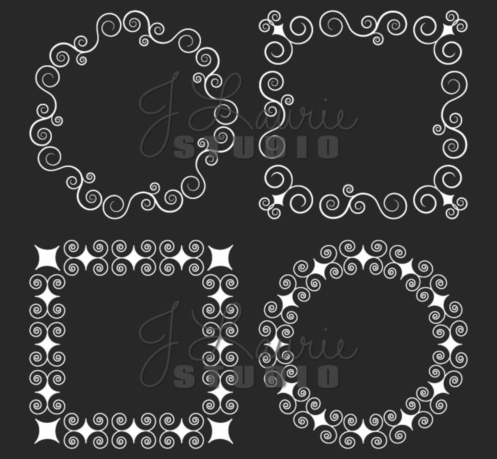 Fancy Frames Digital Clipart-square Frames-round | Etsy