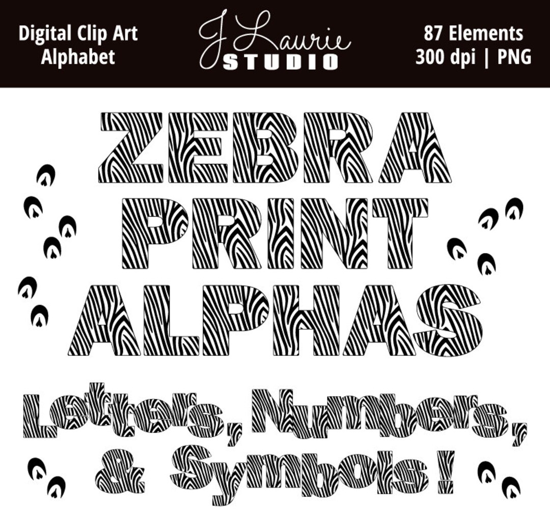 Digital Alphabet Letters Clipart-zebra Print-animal Print-numbers ...
