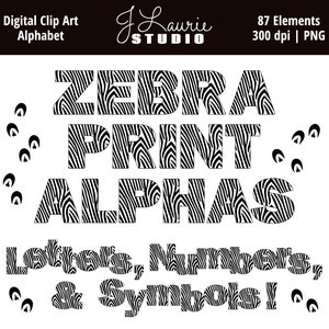 Digital Alphabet Letters Clipart-zebra Print-animal Print-numbers ...