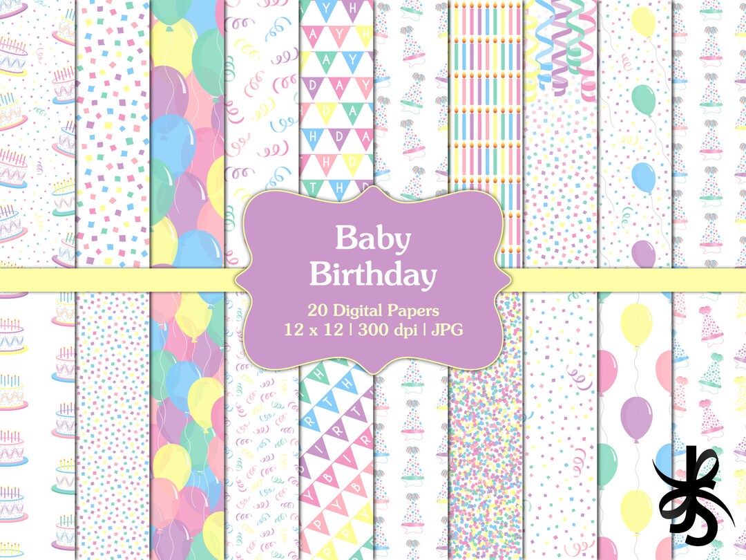 Baby Birthday-digital Scrapbook Papers-commercial Use-pastel Colors ...