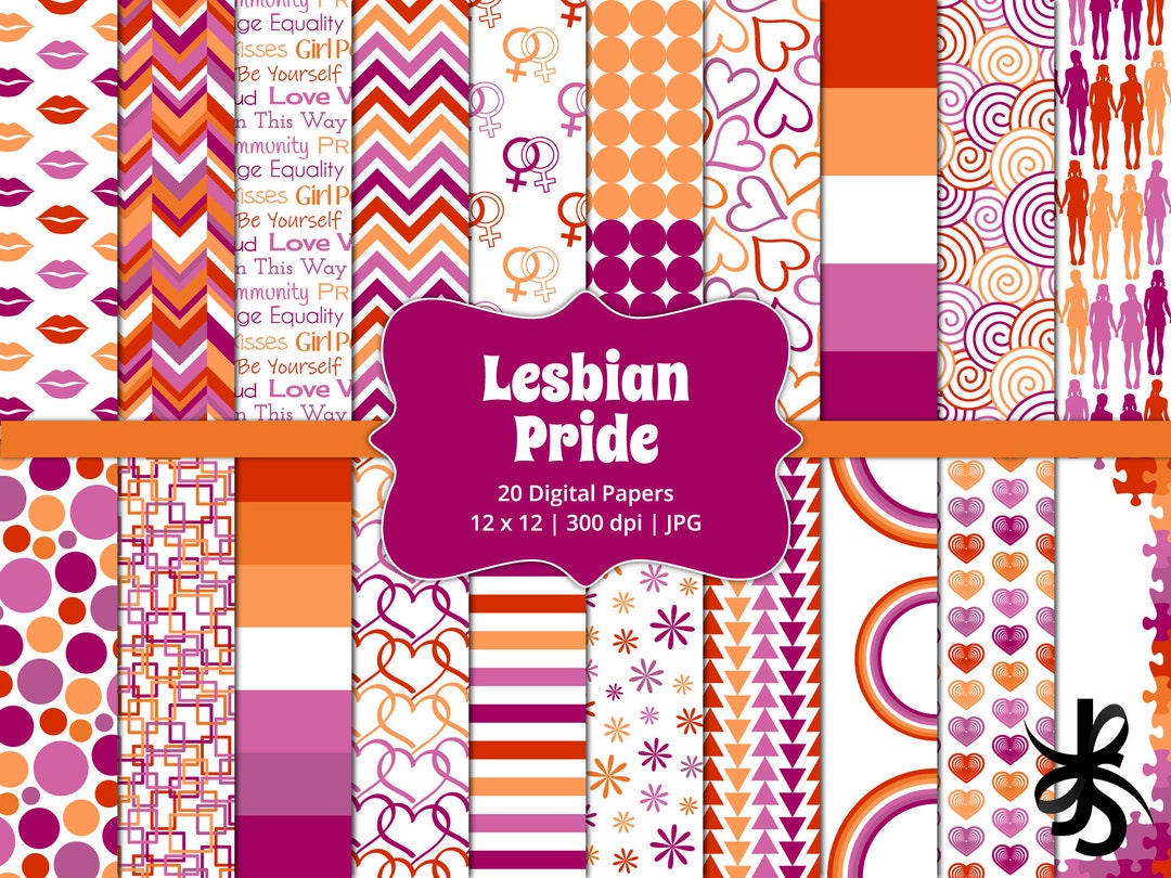 Lesbian Pride-digital Scrapbook Papers-commercial Use-pride Flag-lgbt ...