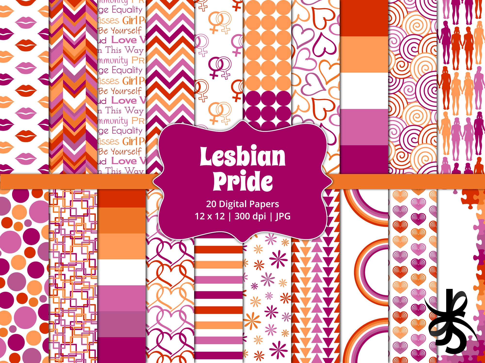 Lesbian Pride-digital Scrapbook Papers-commercial Use-pride - Etsy