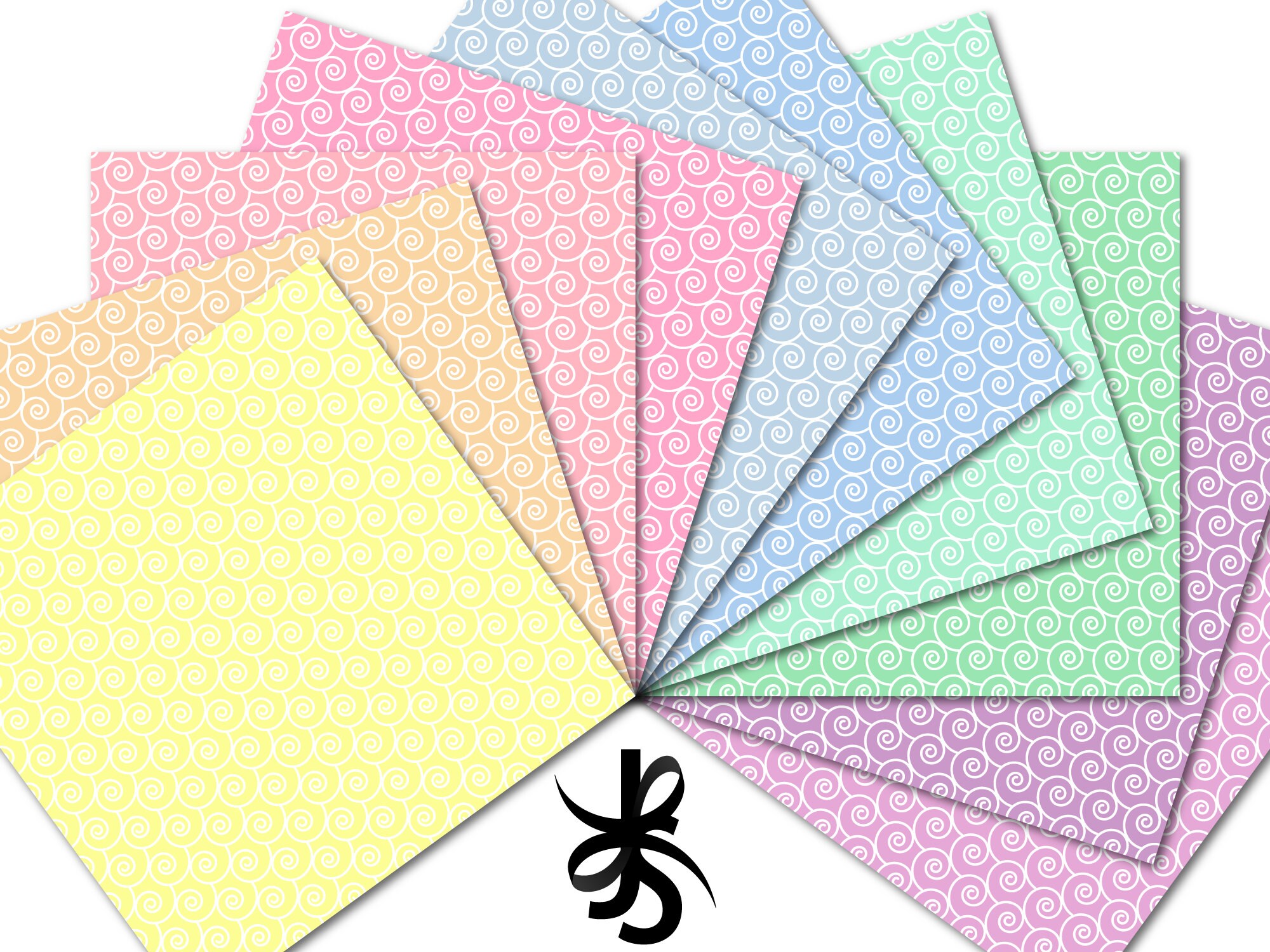 Pastel Swirls-digital Scrapbook Papers-commercial - Etsy