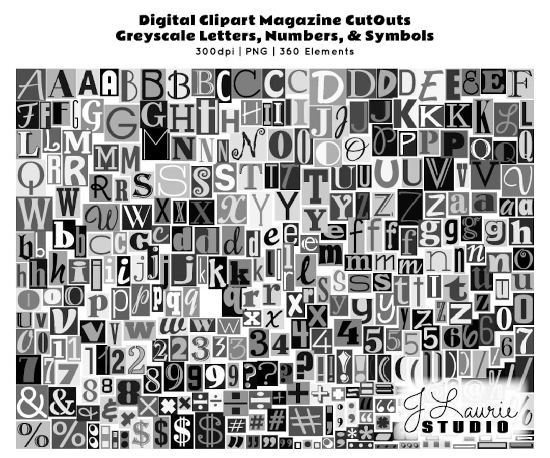 Digital Magazine Cutout Alphabet-ransom Note Letters-numbers-clipart ...