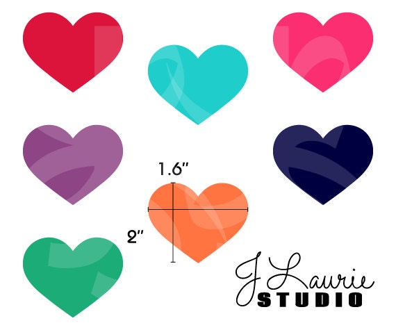 Digital Clipart-colorful 2 Inch Hearts-small Printable - Etsy UK