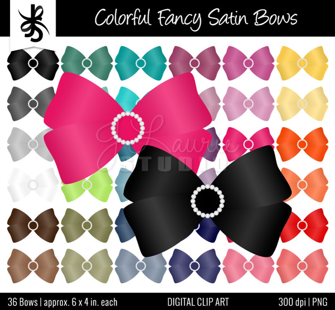 Digital Clipart-satin Bows-fancy-colorful-pearls-clipart - Etsy