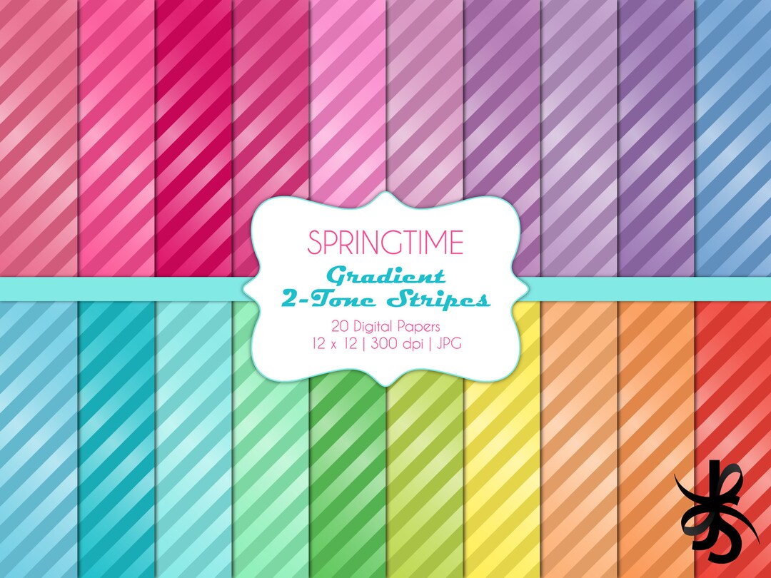 Gradient 2 Tone Diagonal Stripes-springtime-digital Scrapbook Papers ...
