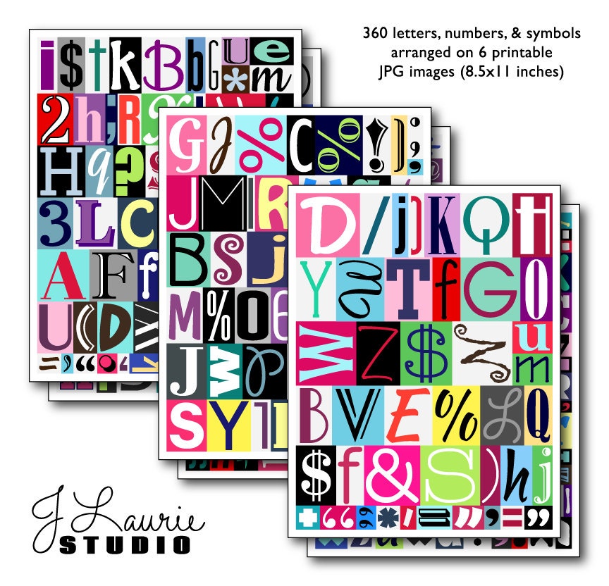 Digital Collage Sheet-printable Magazine Cutout Alphabet-letters ...