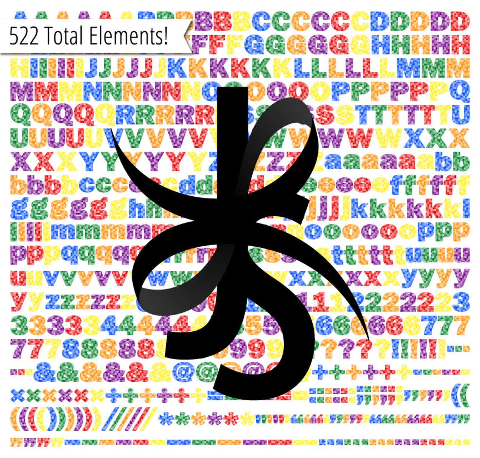 Digital Alphabet Letters Clipart Set-rainbow Pixels-pixel - Etsy
