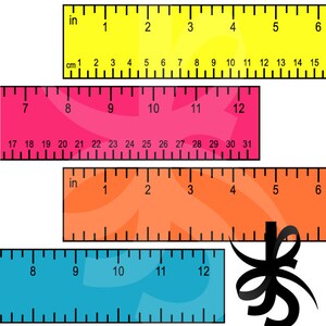 Digital Clipart-colorful 12 Inch Rulers-printable-colorful-instant ...