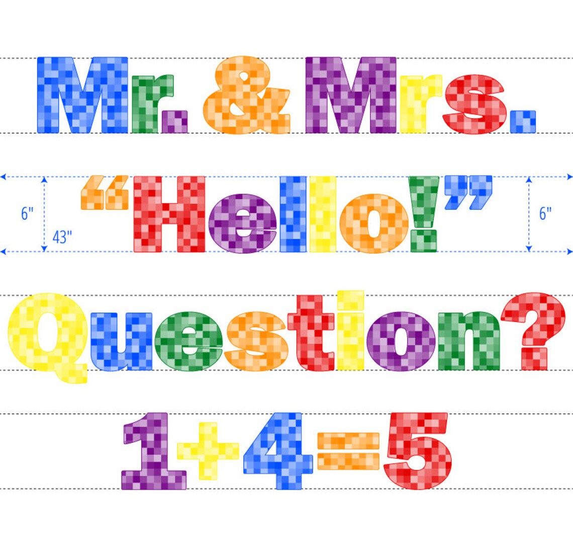 Digital Alphabet Letters Clipart Set-rainbow Pixels-pixel - Etsy
