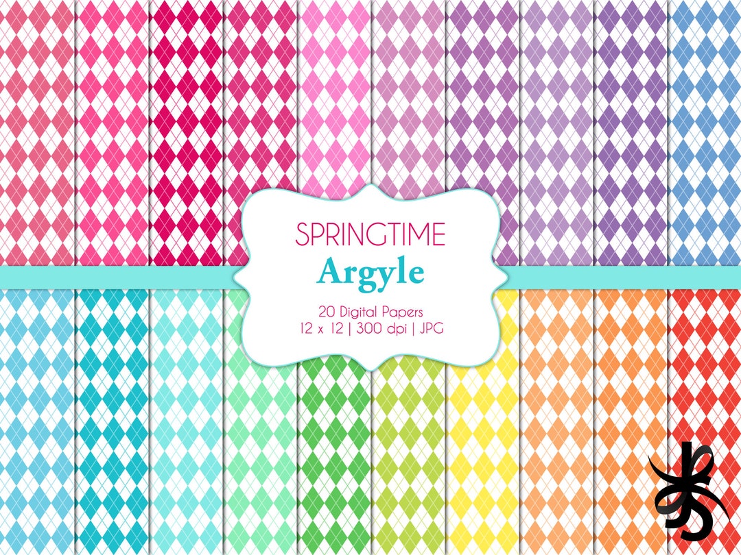 Argyle-springtime-digital Scrapbook Papers-commercial Use-plaid-preppy ...