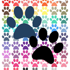 Digital Clipart Pet Paws-cat Paw-dog Paw-animal Graphics-rainbow Colors ...