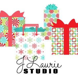 Digital Clipart-contemporary Christmas-gifts-presents-christmas Clipart ...