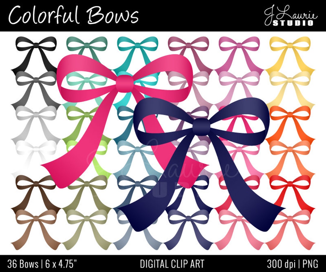 Digital Clipart-colorful Bows-clipart Bows-ribbon-digital Bows-digital ...