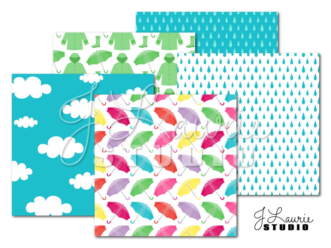 Rainy Day-digital Scrapbook Papers-commercial | Etsy