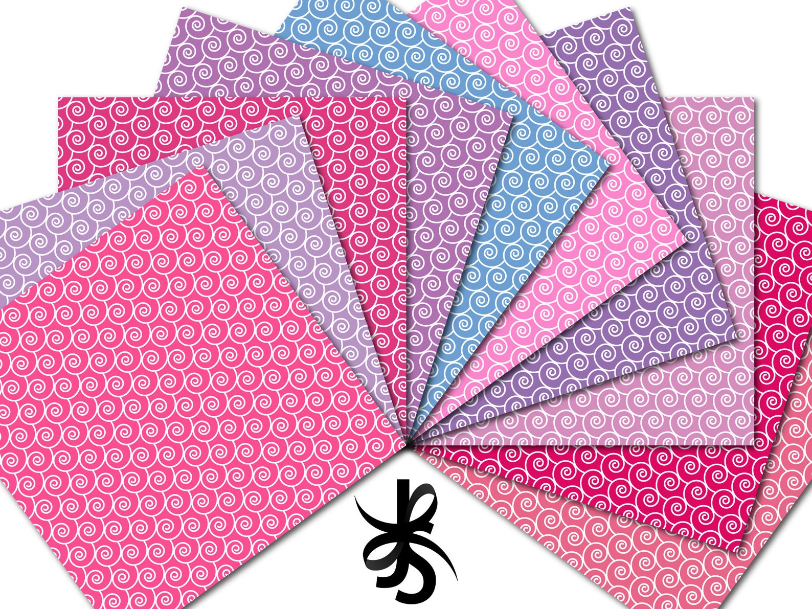 Swirls-springtime-digital Scrapbook Papers-commercial | Etsy