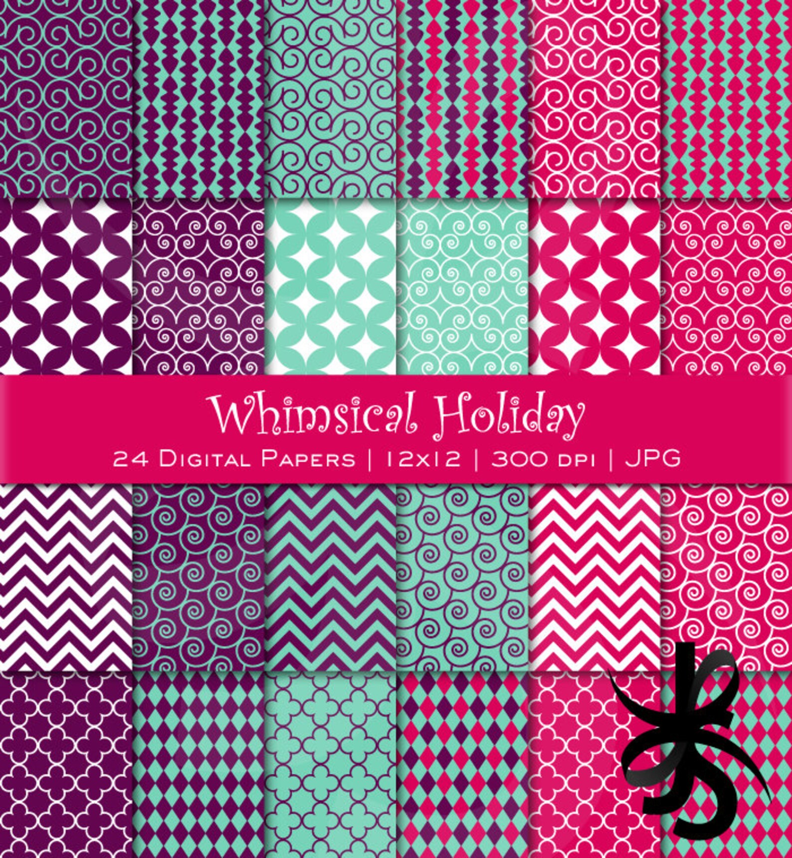 Digital Scrapbook Papers-whimsical Holiday Set-holiday Patterns ...