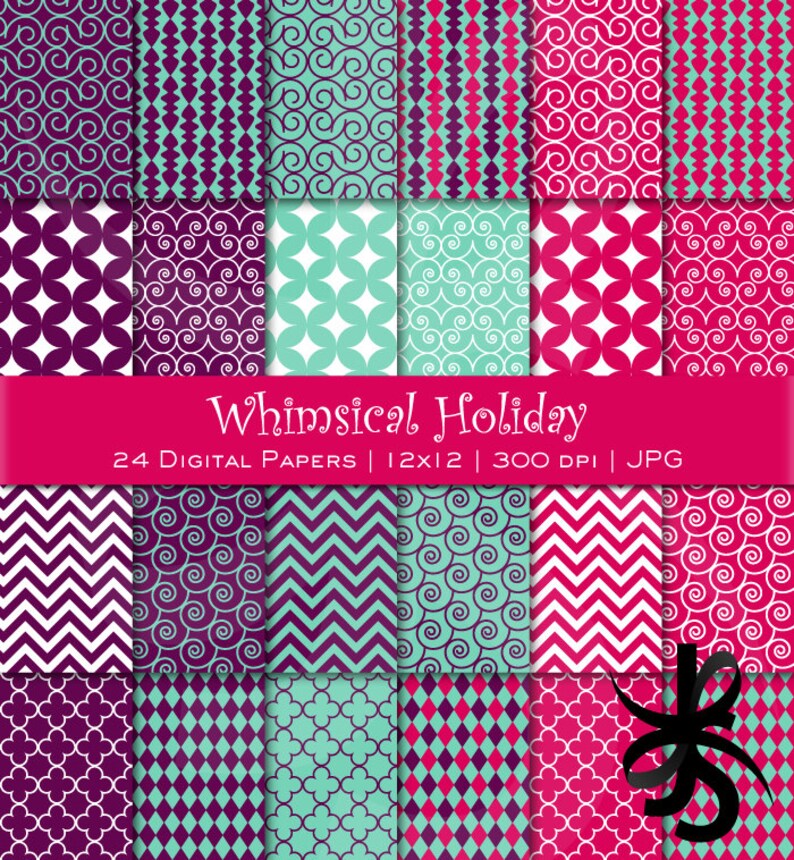 Digital Scrapbook Papers-whimsical Holiday Set-holiday Patterns ...