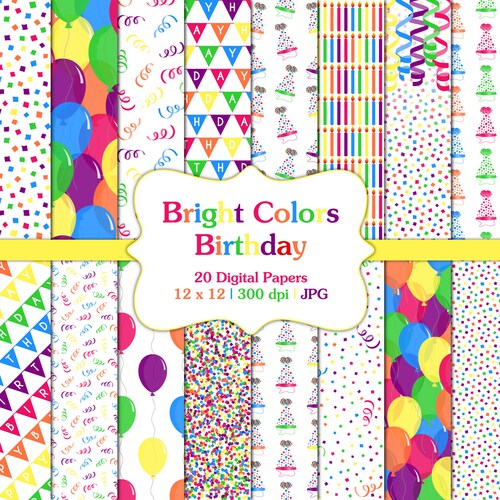 Birthday Digital Paper - Etsy