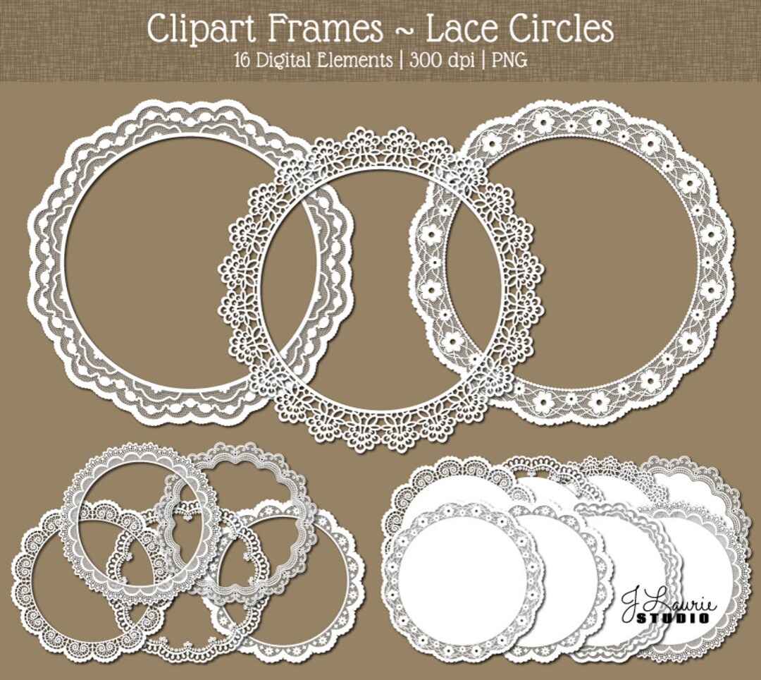 Digital Clipart Frames-lace-circles-doilies-round Frames-borders-white ...
