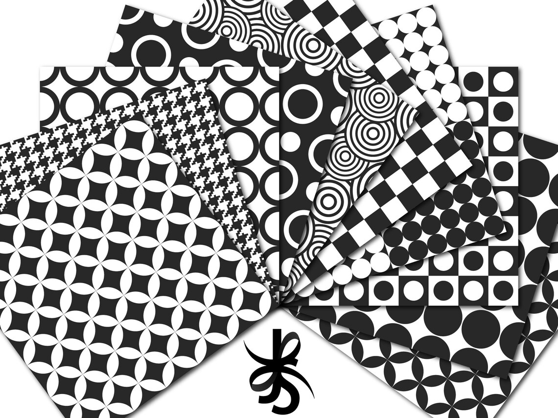 Mod Patterns-charcoal Gray-digital Scrapbook Papers-commercial | Etsy