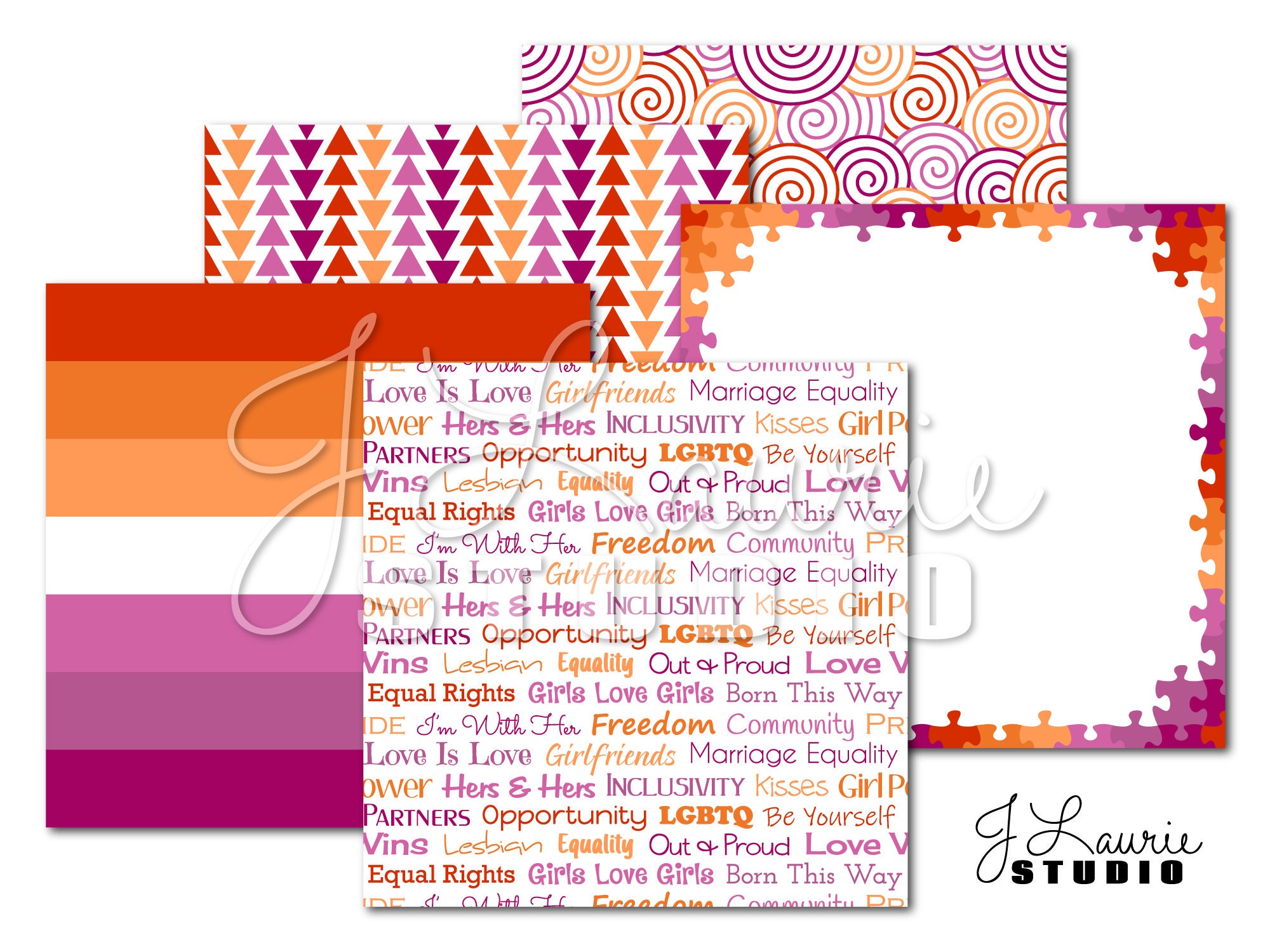 Lesbian Pride-digital Scrapbook Papers-commercial Use-pride - Etsy