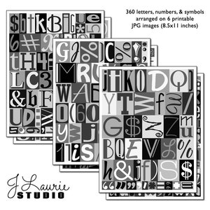 Digital Collage Sheet-printable Magazine Cutout Alphabet-greyscale ...