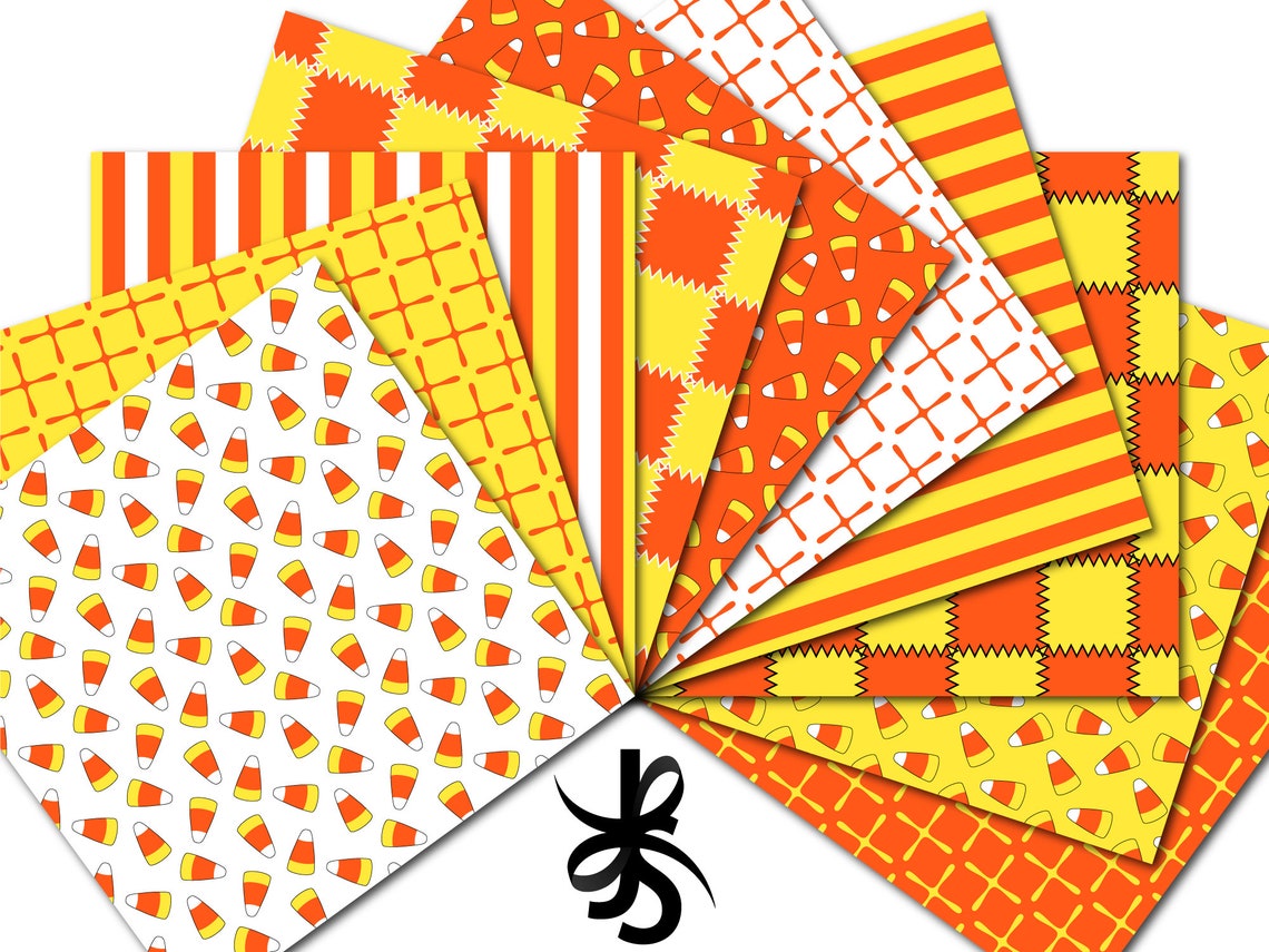 Candy Corn-halloween Digital Scrapbook Papers-commercial - Etsy
