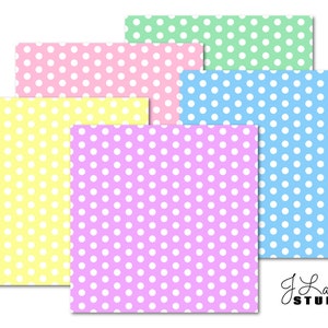 Pastel Polka Dots-digital Scrapbook Papers-commercial Use-baby Shower ...