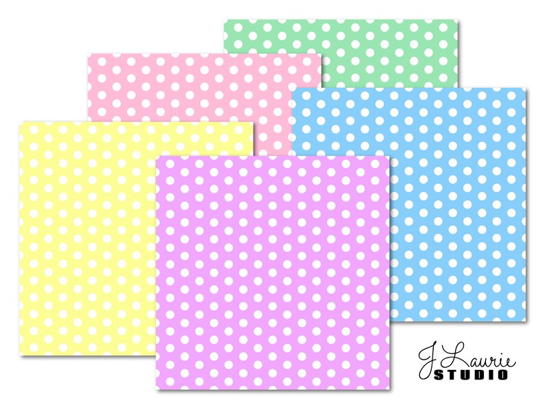 Pastel Polka Dots-digital Scrapbook Papers-commercial Use-baby Shower ...