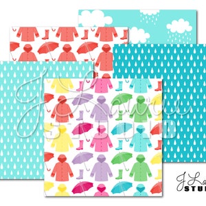 Rainy Day-digital Scrapbook Papers-commercial Use-rain-weather-spring ...