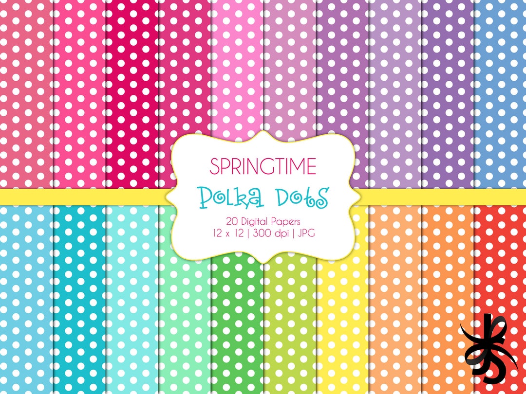 Polka Dots-springtime-digital Scrapbook Papers-commercial Use-circles ...