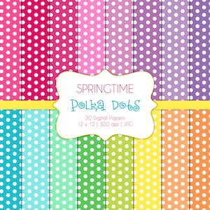 Polka Dots-springtime-digital Scrapbook Papers-commercial Use-circles ...