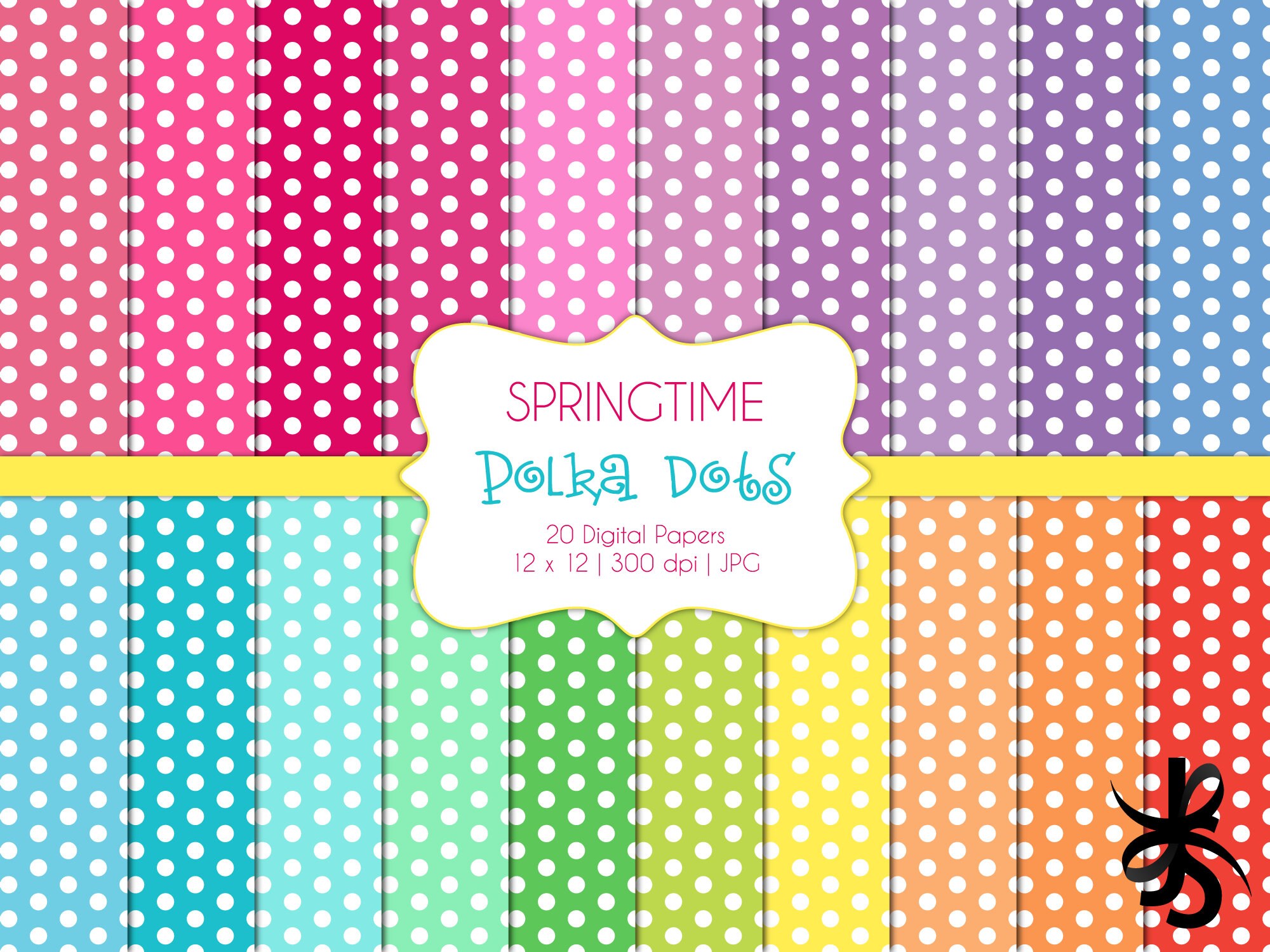 Polka Dots-springtime-digital Scrapbook Papers-commercial | Etsy